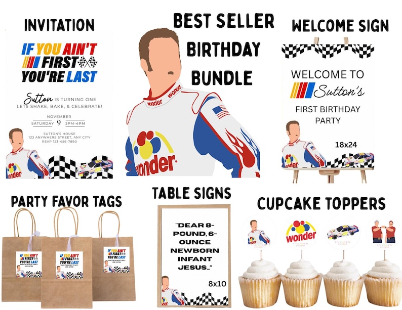 If You Ain't First You're Last Birthday Invite Bundle, Ricky Bobby ...