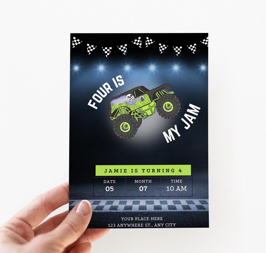 Monster Jam Birthday, Monster Jam Invite, Boom Crash, Monster Truck ...