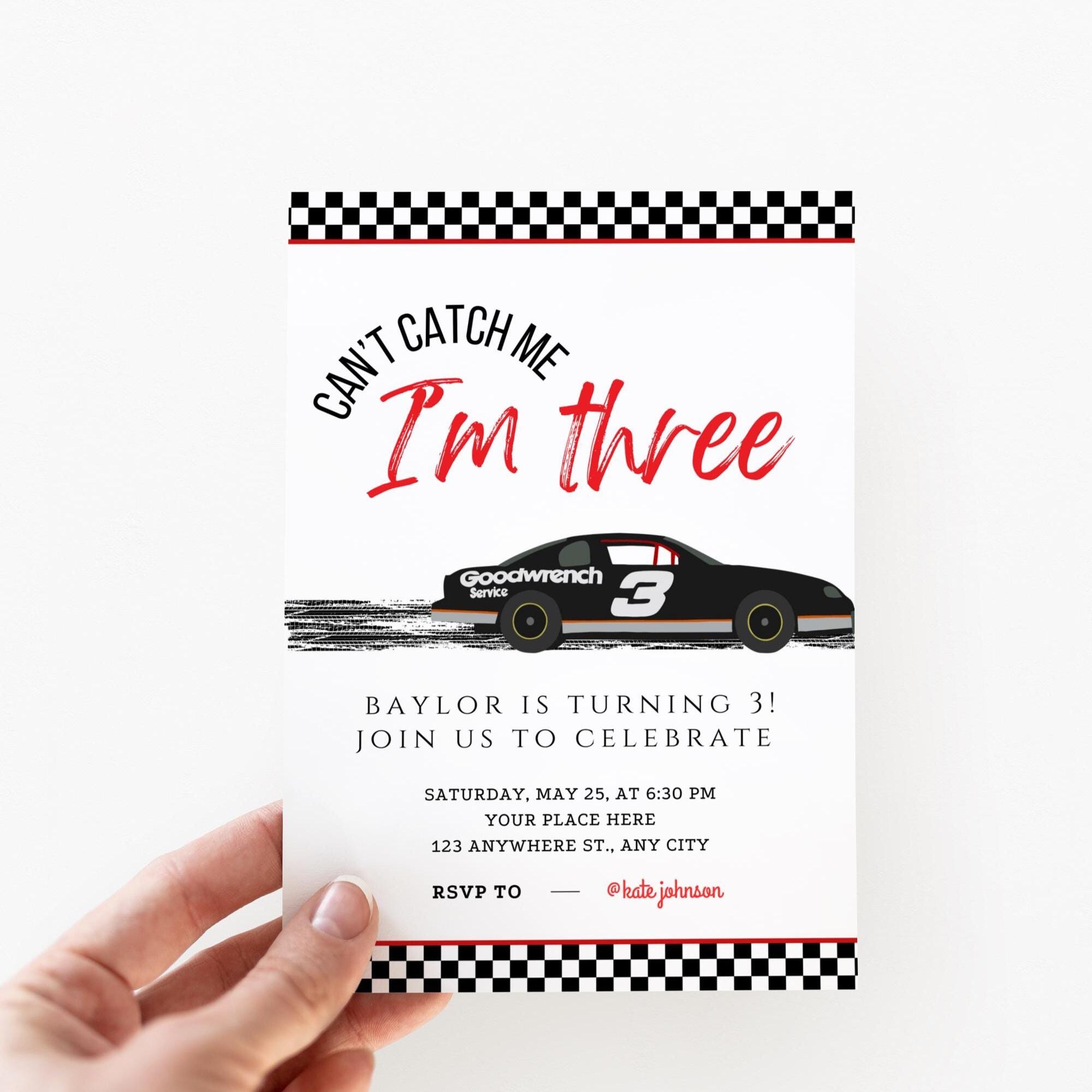 Dale Earnhardt Party Invite, Third Lap Birthday Invitation, Shifting to 3rd, NASCAR Birthday ...