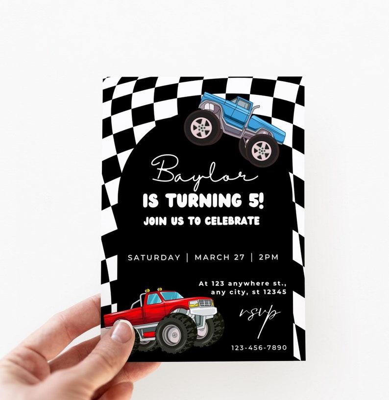 Monster Jam Birthday Invitation, Monster Truck Party, Boom Crash ...