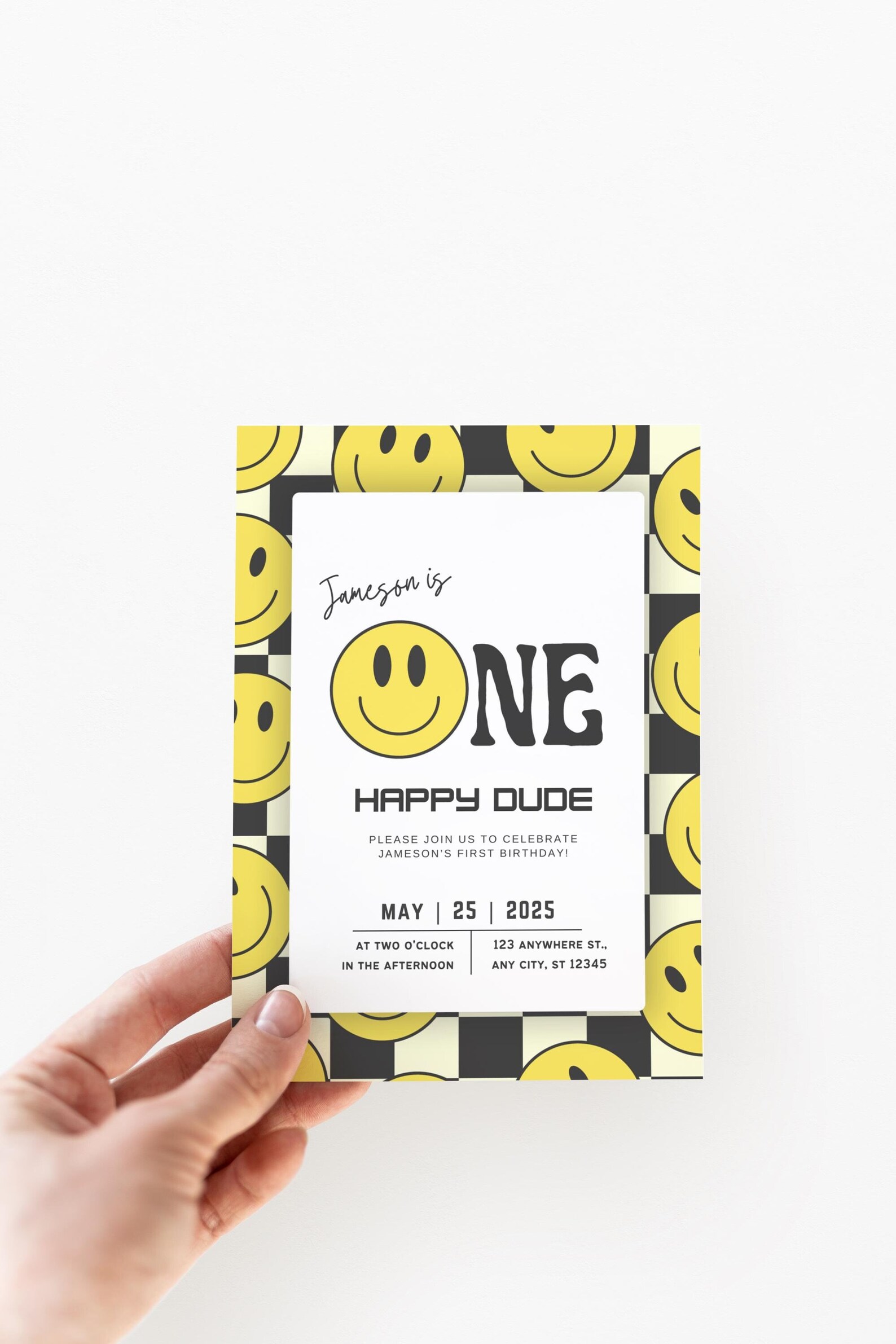 One Happy Dude Party Printable Invitation 1st Birthday Theme Retro Rad ...