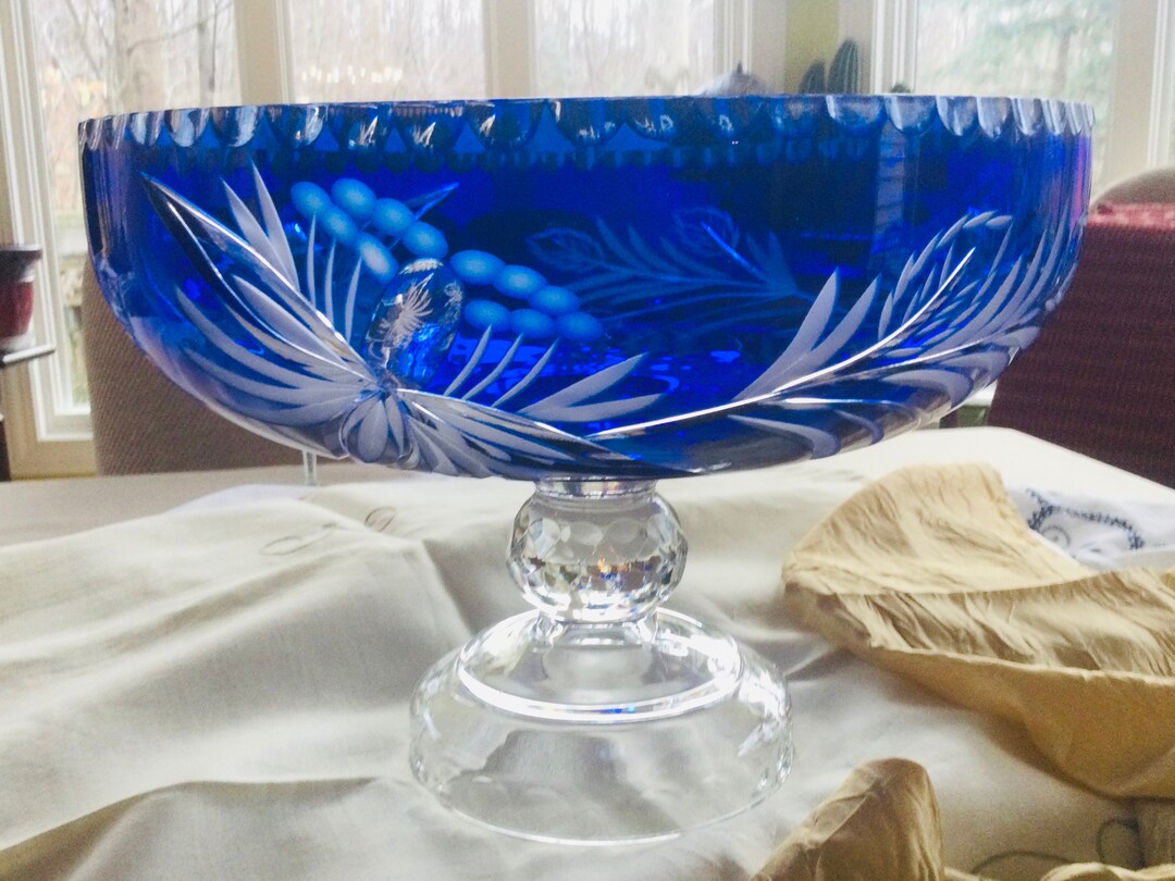 Cobalt Blue Vintage Souffle Bouche Taille Main Crystal 24% PBO Cut to ...