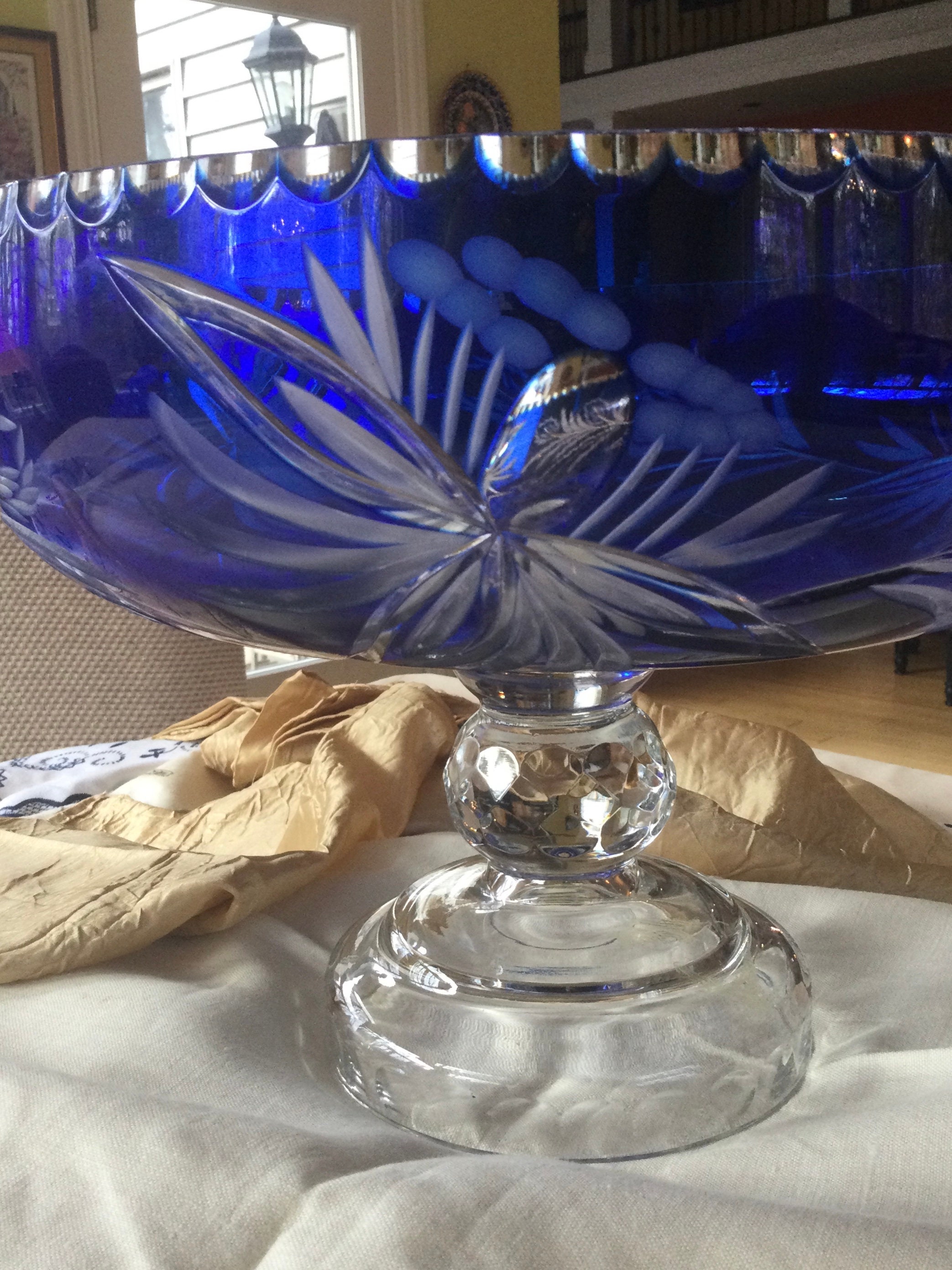 Cobalt Blue Vintage Souffle Bouche Taille Main Crystal 24% PBO Cut to ...