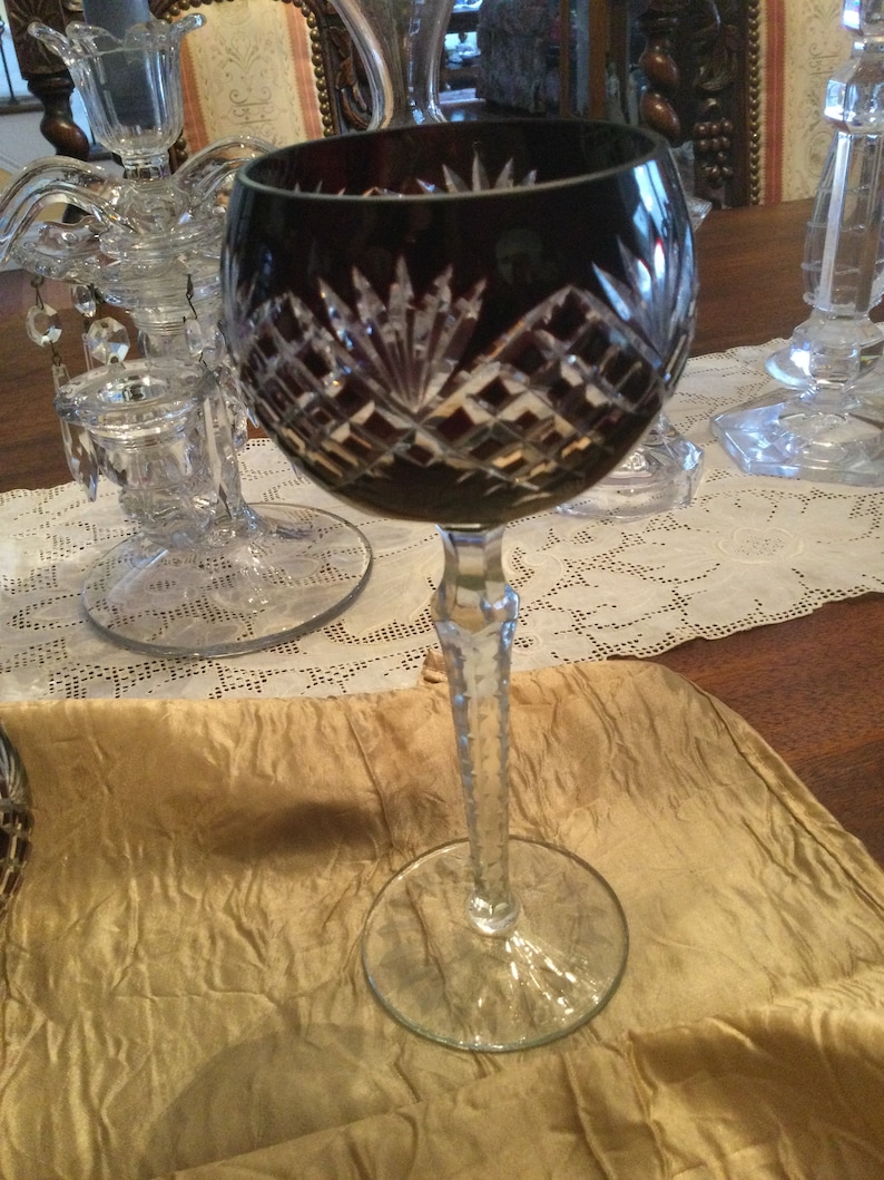 Ruby Red Cut to Clear Crystal Bohemian Wine Glasses Set of 2 - Etsy