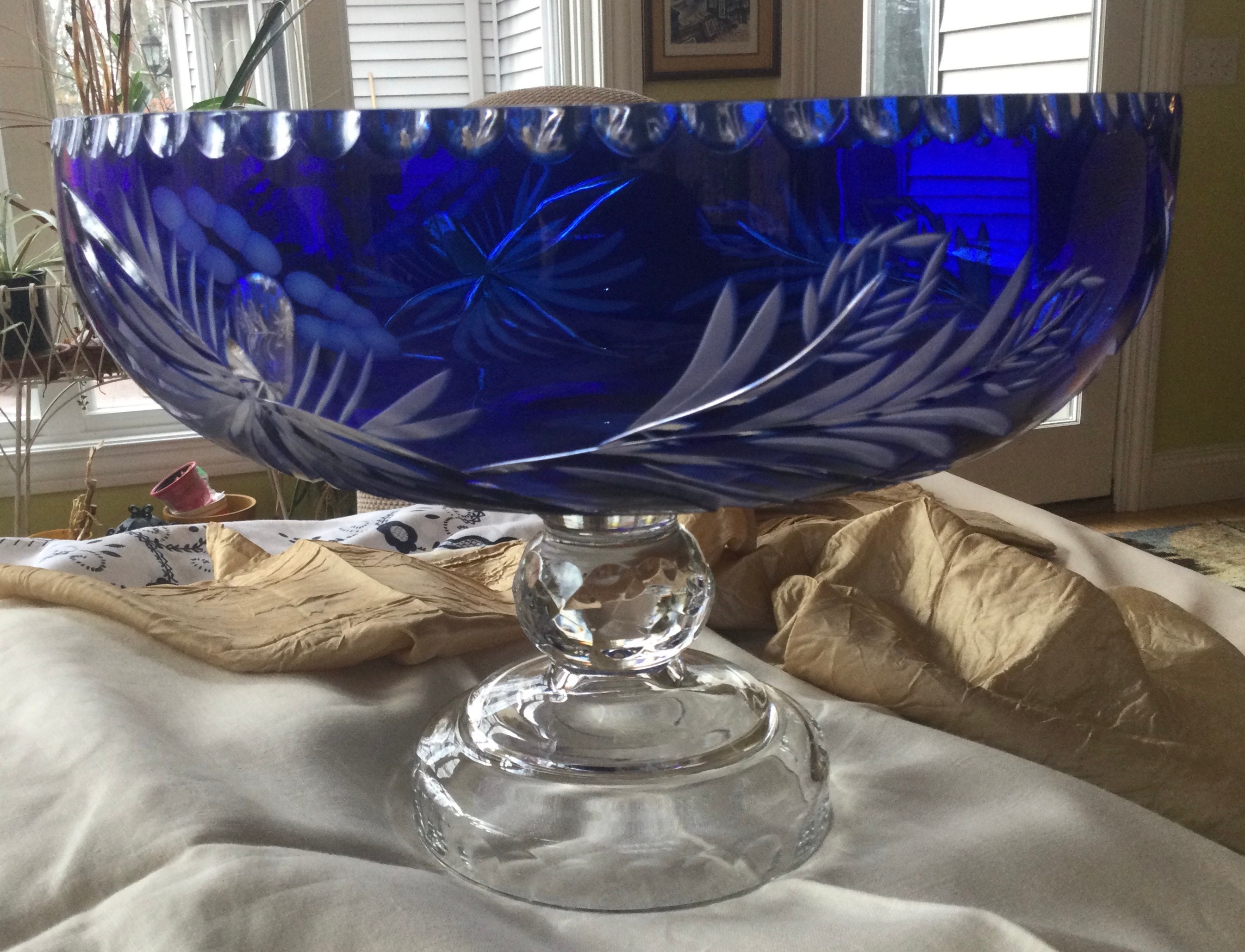 Cobalt Blue Vintage Souffle Bouche Taille Main Crystal 24% PBO Cut to ...