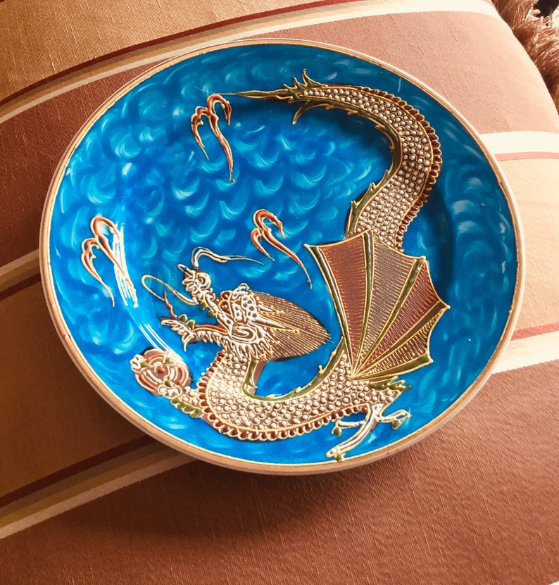 Vintage Dragon Nagoya Plates Set of 5 Hand Painted Japanese - Etsy