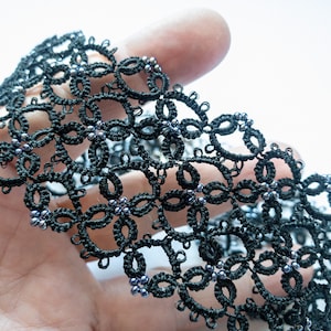 Elegant Black Lace Necklace for Alt Bride, Handmade Tatted Jewelry Gift ...