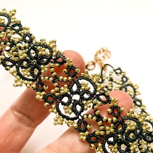 Black and Gold Choker, Statement Tatting Lace Choker, Victorian Choker ...