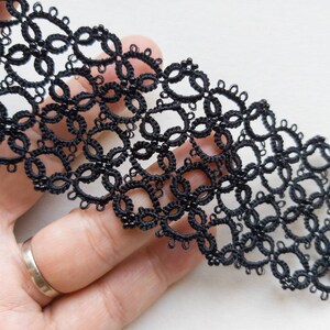 Elegant Black Lace Necklace for Alt Bride, Handmade Tatted Jewelry Gift ...