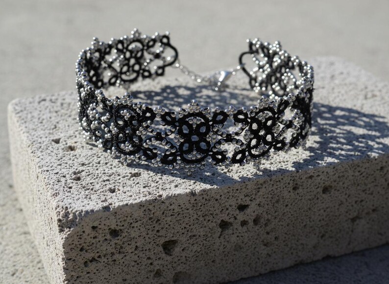 Victorian Gothic Tatted Lace Choker - Metallic Dark Red Statement ...