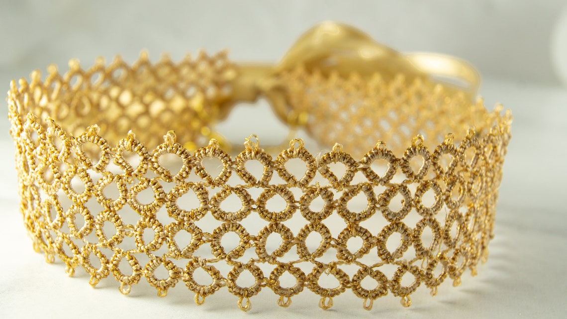 Gold Lace Choker Tatted Choker No Metal Jewelry Gift Idea - Etsy