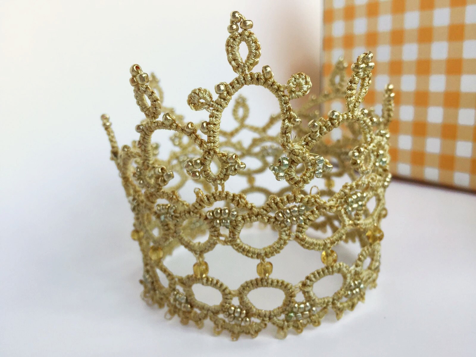 Gold Crown Headpiece Tatting Lace Mini Crown Mardi Gras | Etsy