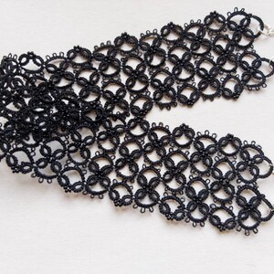 Elegant Black Lace Necklace for Alt Bride, Handmade Tatted Jewelry Gift ...