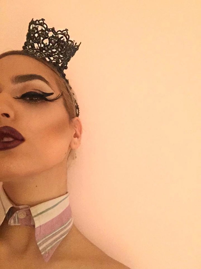 Black Pearl Gothic Crown Fascinator Tatting Lace Mini Crown - Etsy