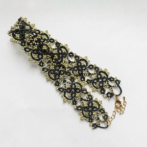 Black and Gold Choker, Statement Tatting Lace Choker, Victorian Choker ...