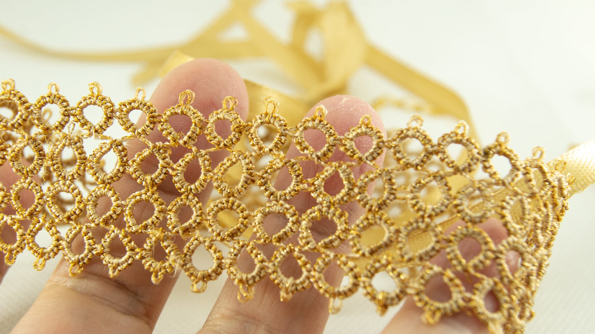 Gold Lace Choker Tatted Choker No Metal Jewelry Gift Idea - Etsy