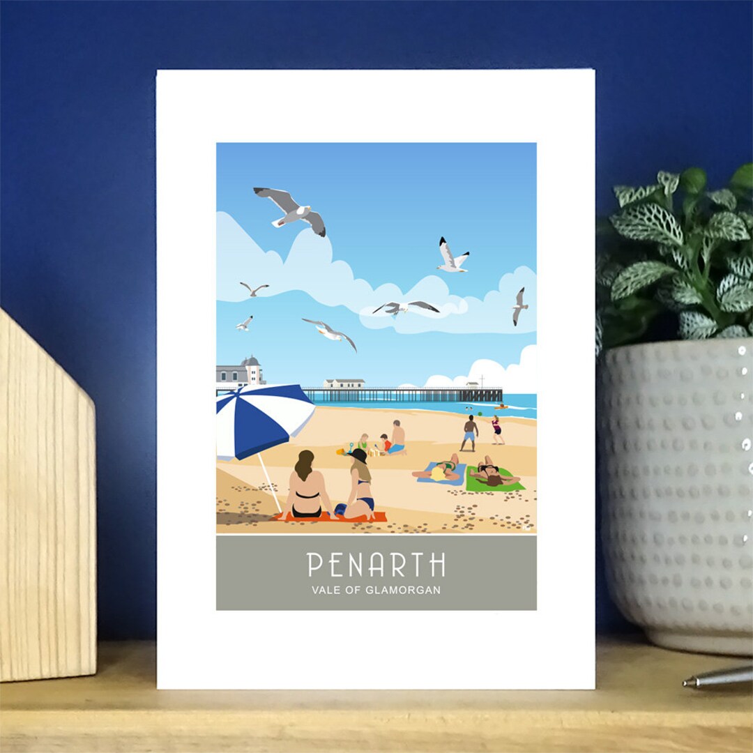 Penarth Beach, Wales Greetings Card, Travel Poster - Etsy