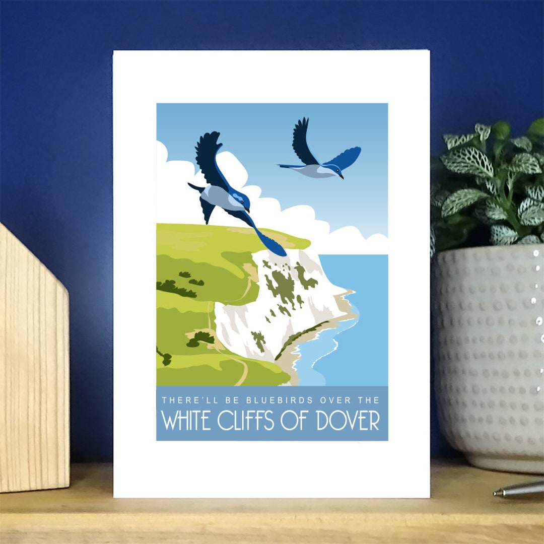 Blue Birds Over the White Cliffs of Dover, Kent. A6 Portrait Greetings ...