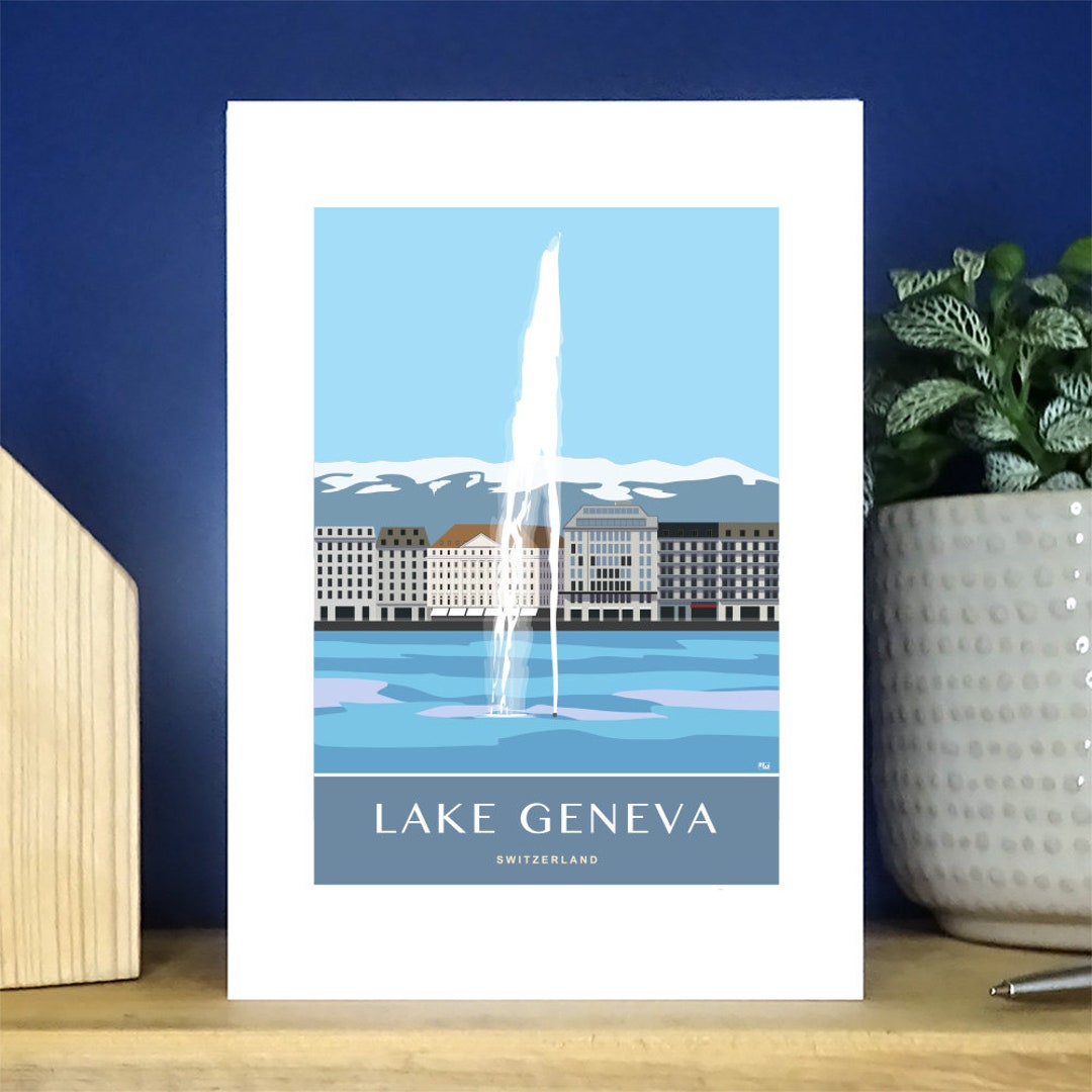 Lake Geneva, Switzerland. A6 Portrait Greetings Card. Over 500 to ...