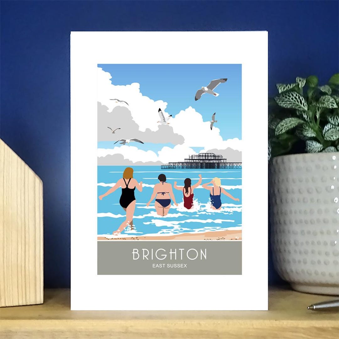 Brighton Swimmers, West Pier. A6 Portrait Greetings Card. Over 500 to ...