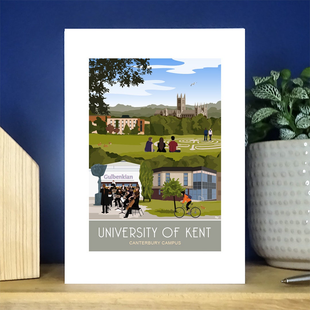 University of Kent, Canterbury Campus. A6 Portrait Greetings Card. Over ...