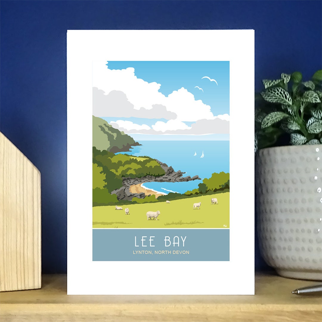 Lee Bay, Lee Abbey, Lynton, North Devon Coast. Portrait A6 Greetings ...