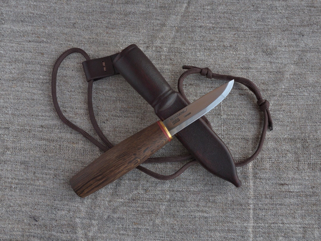 Custom Mora Neck Knife With Classic 1/0 Blade. Handmade Fumed Oak ...