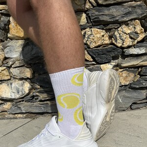 Men's 'tennis' Crew Upcycled Cotton Sports Socks. Tennis Ball / Retro ...