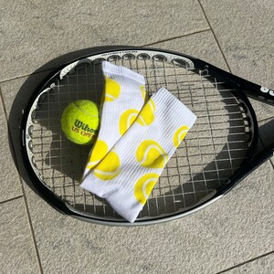 Men's 'tennis' Crew Upcycled Cotton Sports Socks. Tennis Ball / Retro ...