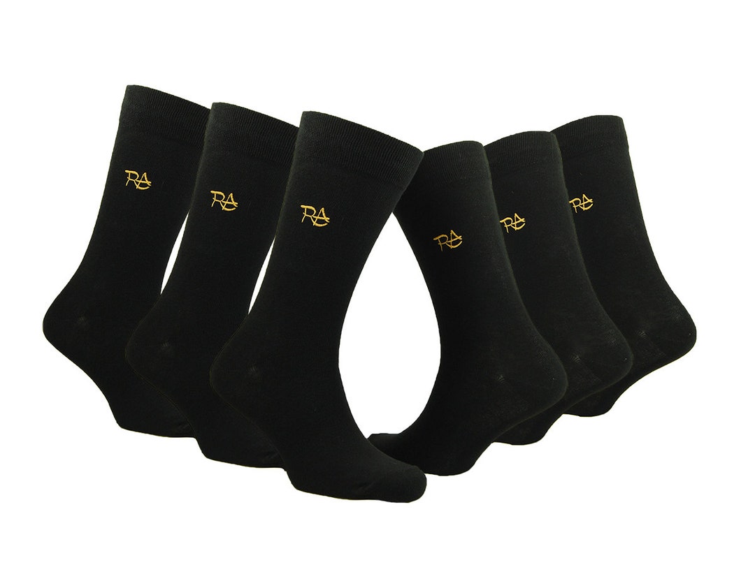 Available in 3 Sizes '3 Pairs Monogram Socks' - Black Socks / X27 ...