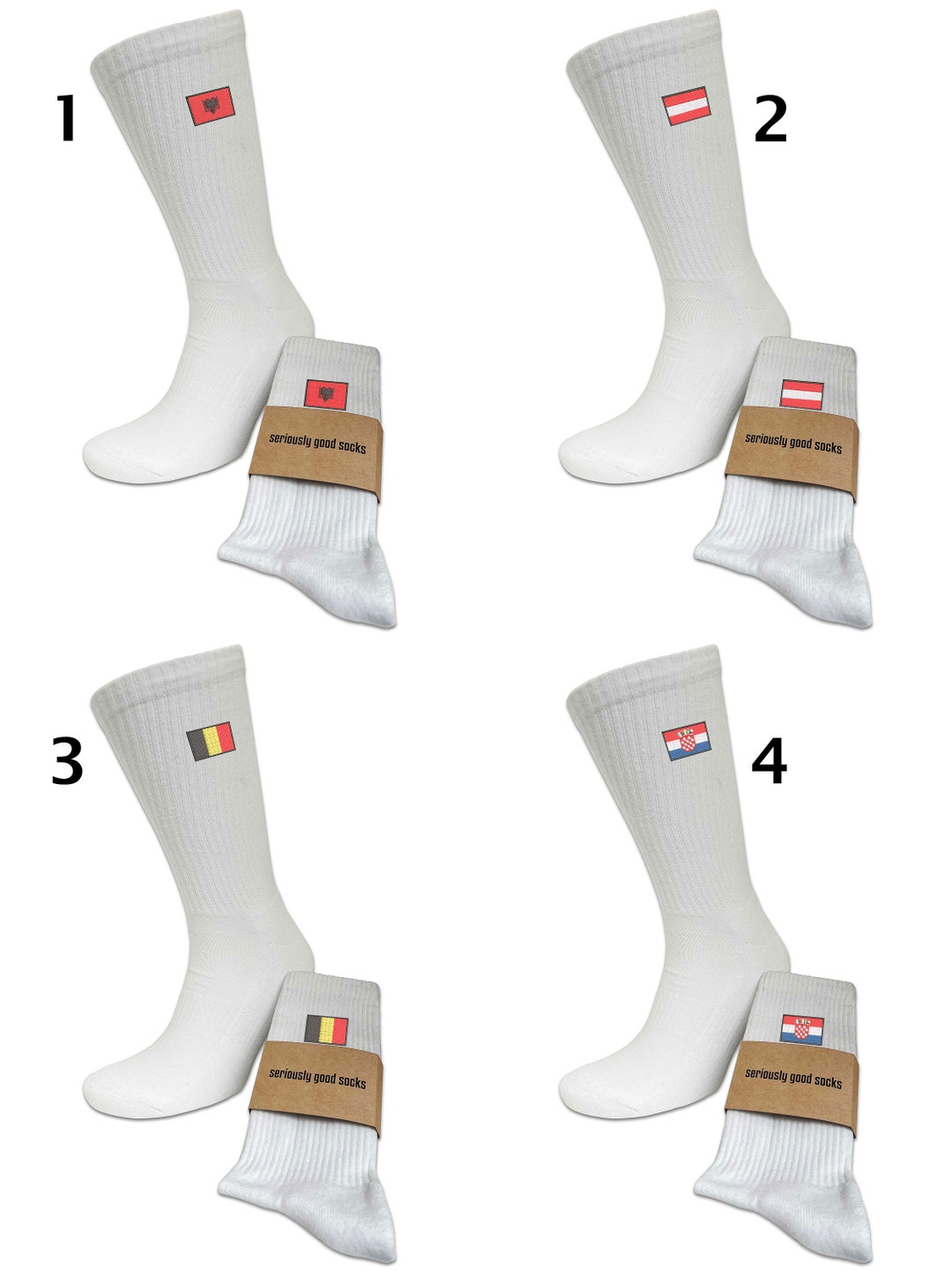 Euro 24: Men's/ladies Patriotic Embroidered Flag Crew Sports Socks. Eco ...