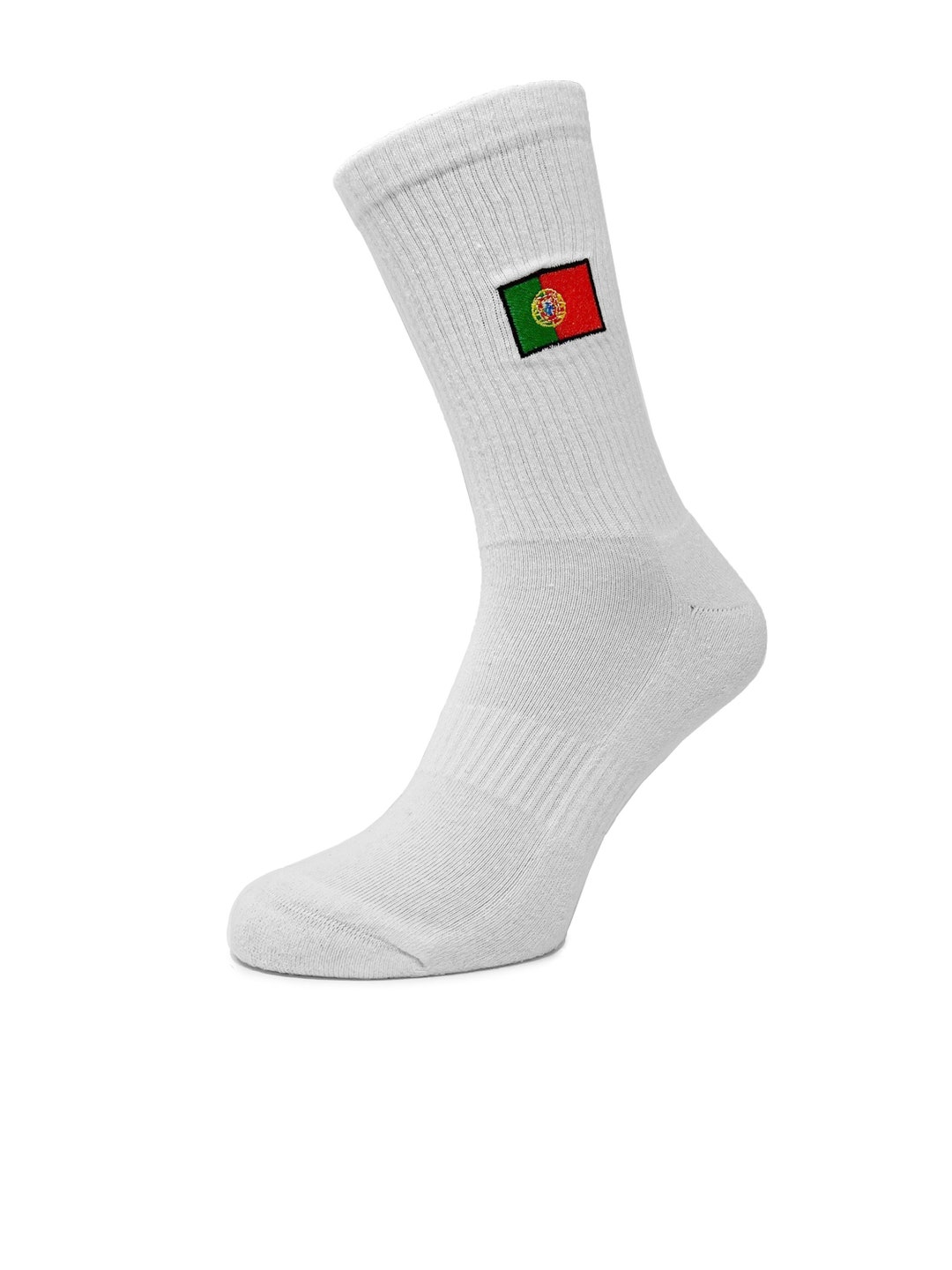Men's or Ladies Patriotic Embroidered Portugal Flag Crew Sport Socks ...