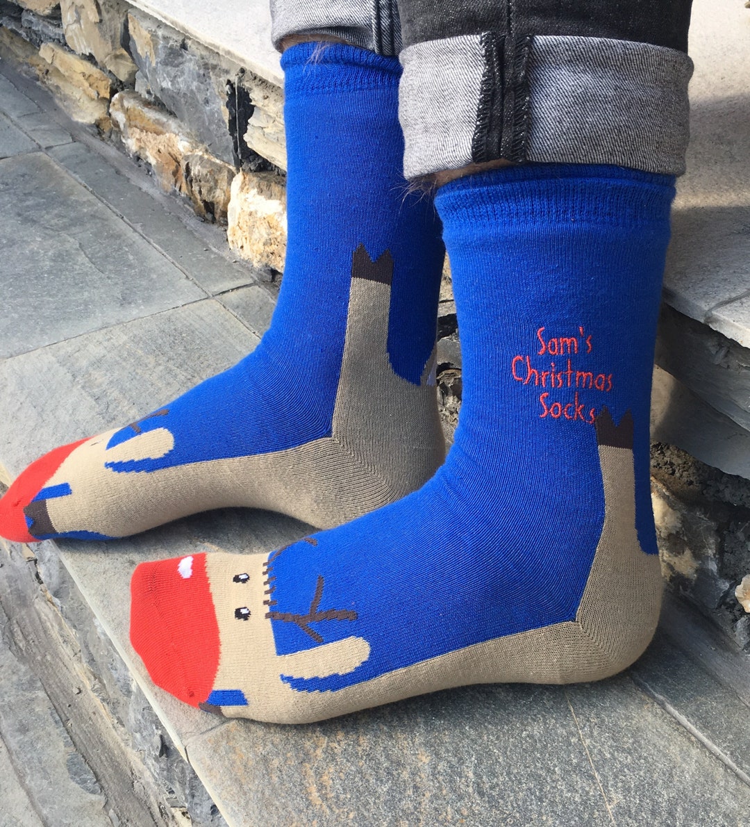 Men's 'rudolph the Red ‘toes’ Reindeer' Christmas Socks Personalised ...