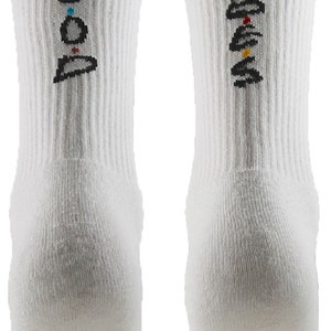 Men's Bespoke Embroidered 'good Vibes' Retro Upcycled Crew Sport Socks ...