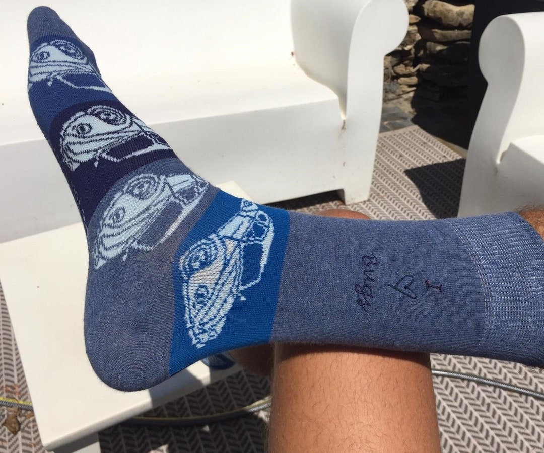 Men's 'retro Bug' Socks Personalised via Embroidery to Order. Classic ...
