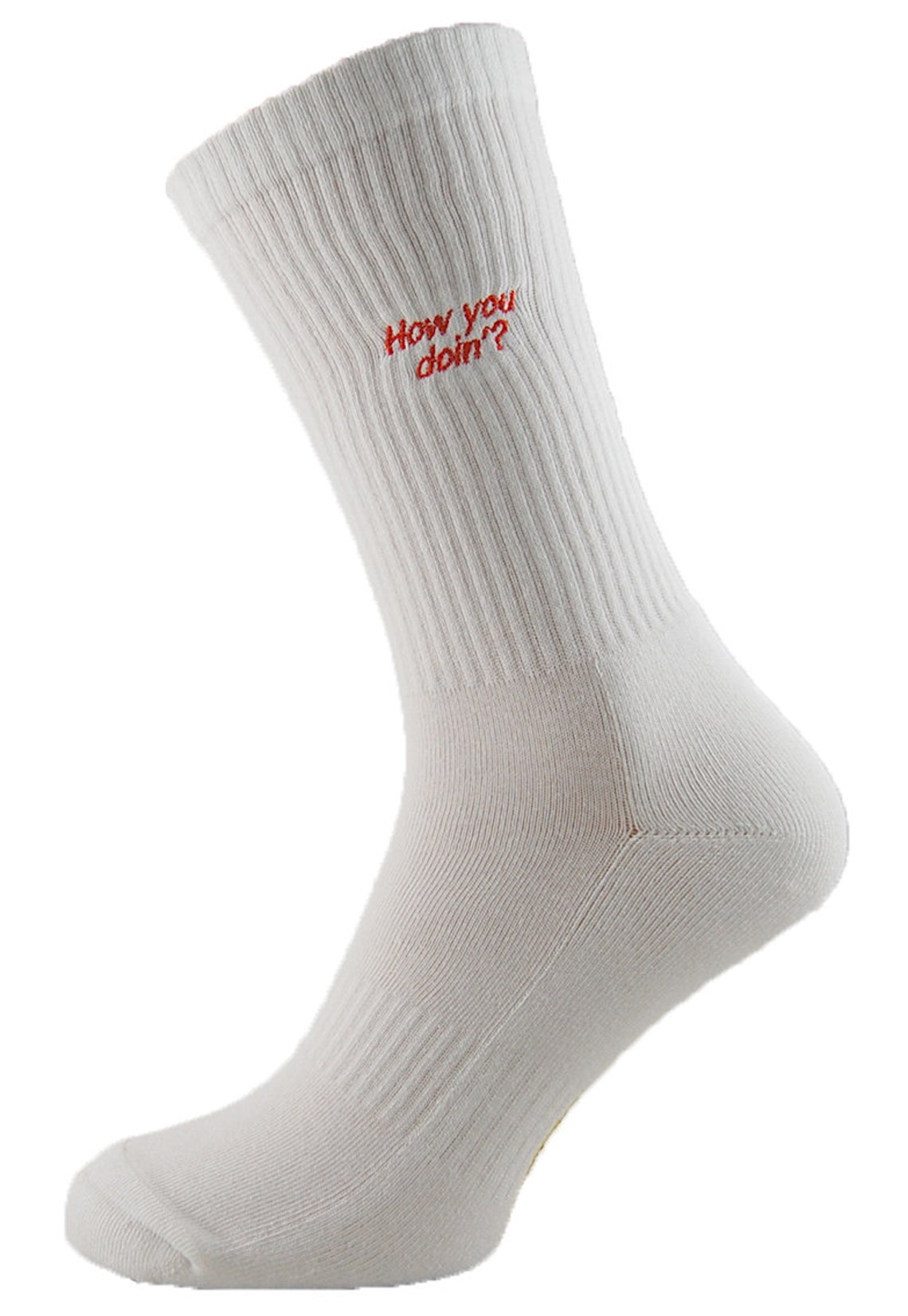 Men's Bespoke Embroidered 'good Vibes' Retro Upcycled Crew Sport Socks ...