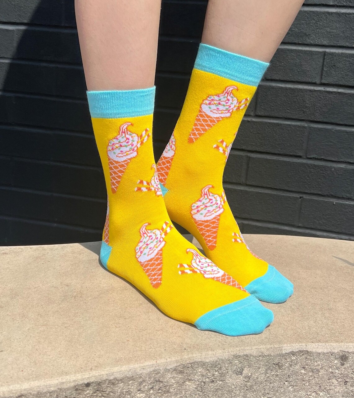 Men's or Ladies, Cotton Rich 'ice Cream Cone ' Socks in 2 Sizes ...