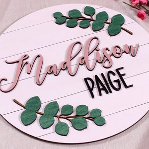 Shiplap Sign, 3D Wood Custom Nursery Round Name Sign, Child Baby Name ...