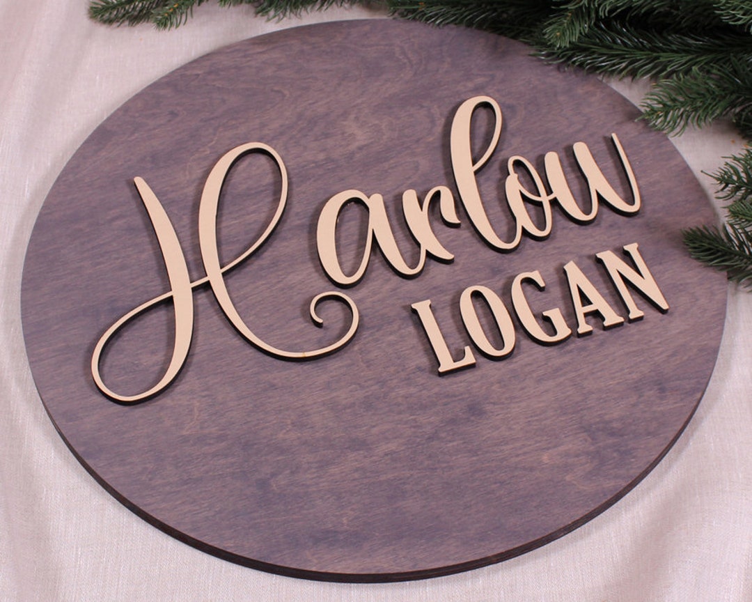 Round Name Sign Custom Name Sign Nursery Name Sign Baby - Etsy