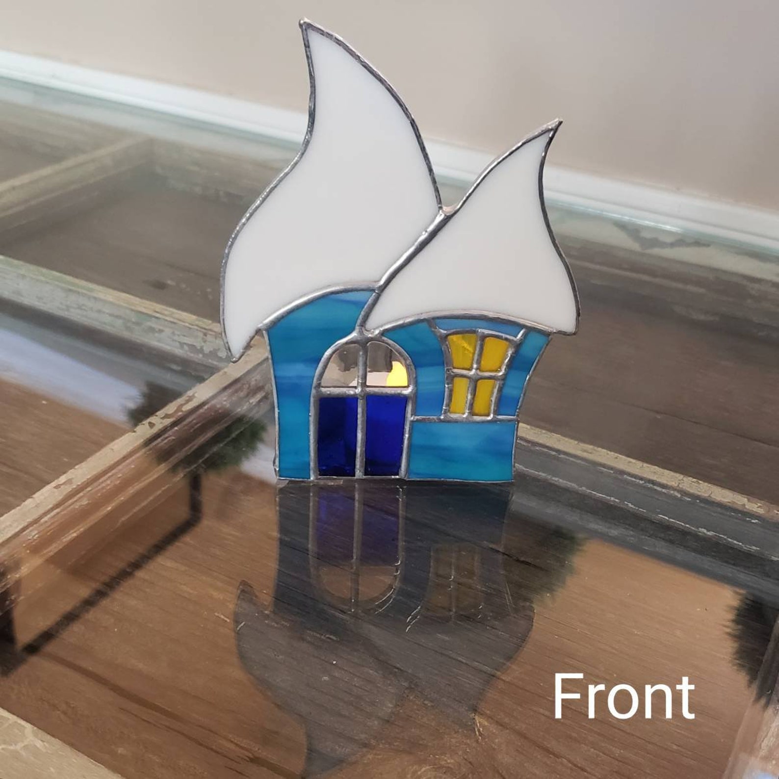 Whimsical Fairy House Stained Glass Tealight Holder Gnome - Etsy