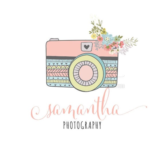 Premade Logo Camera Logo Photography Logo Tribal Boho Floral | Etsy