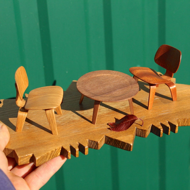 1:12 Scale Miniature Mid Century Modern Design Handcrafted Wooden ...