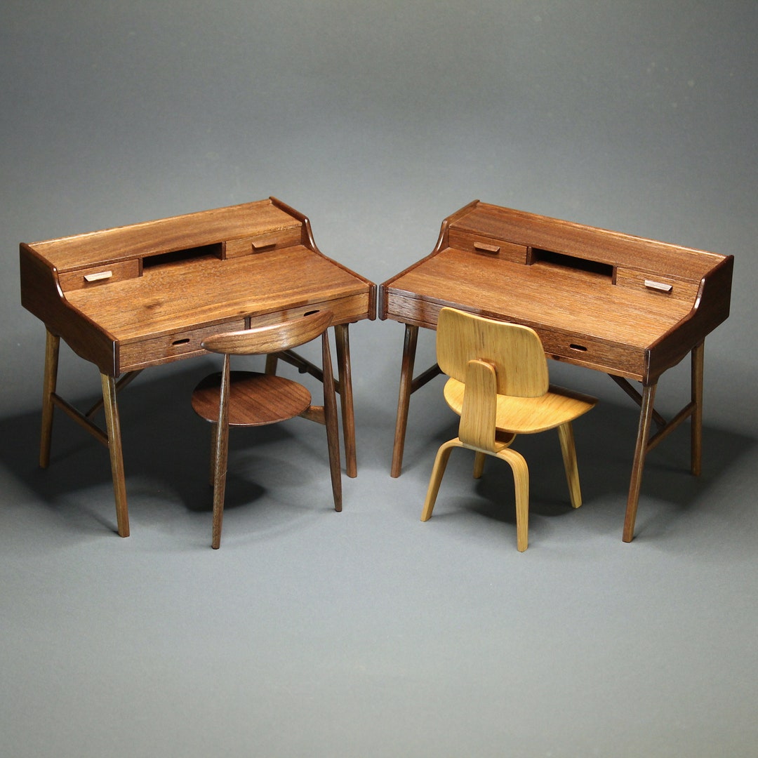 1/6 Scale Miniature Handmade Precious Wooden Mid-modern Design Desk for ...