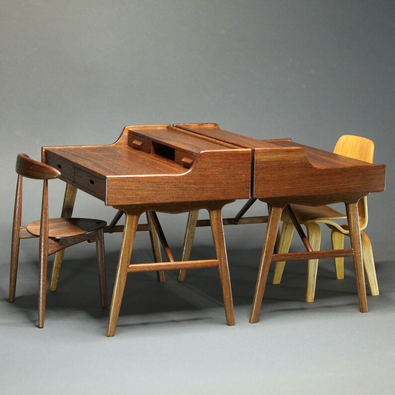 1/6 Scale Miniature Handmade Precious Wooden Mid-modern Design Desk for ...
