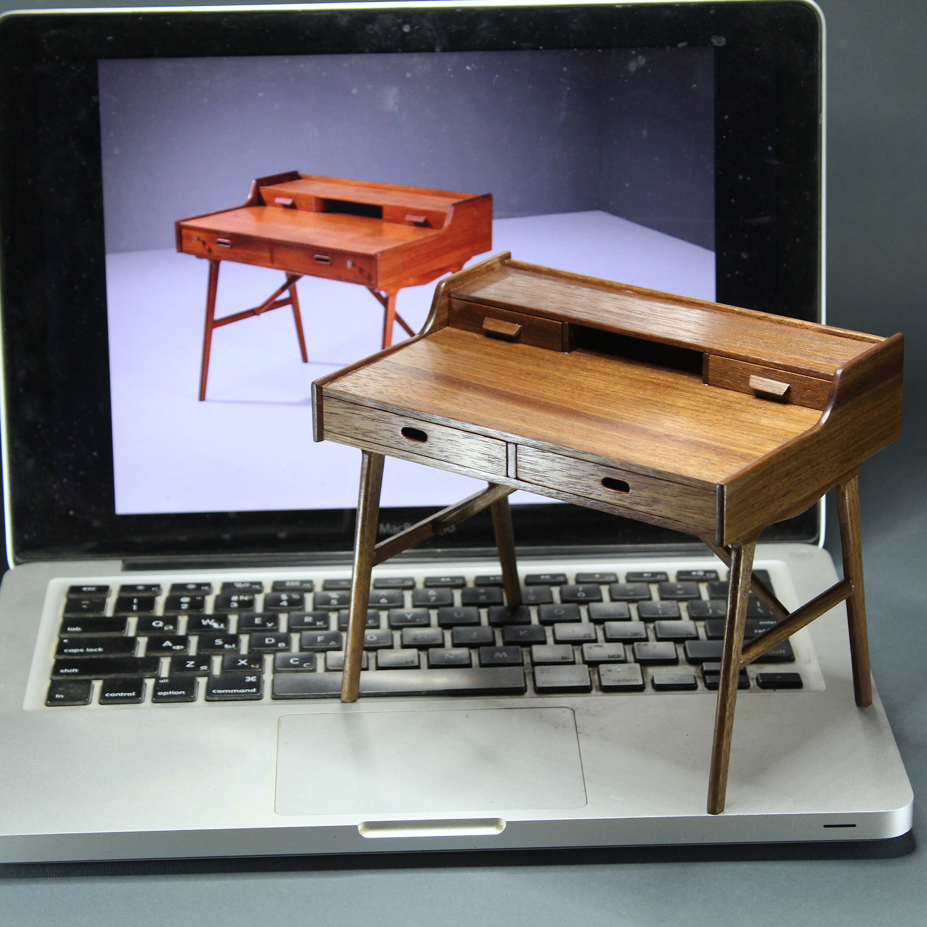 1/6 Scale Miniature Handmade Precious Wooden Mid-modern Design Desk for ...