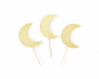 Two the Moon Cupcake Toppers - Etsy