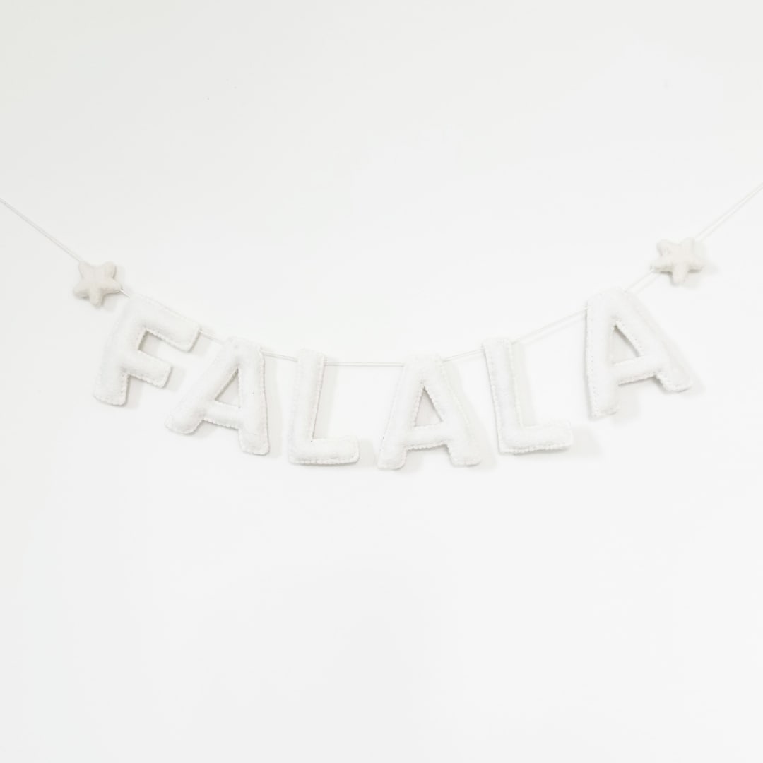 White Falala Felt Banner | Christmas Banner | Christmas Garland ...