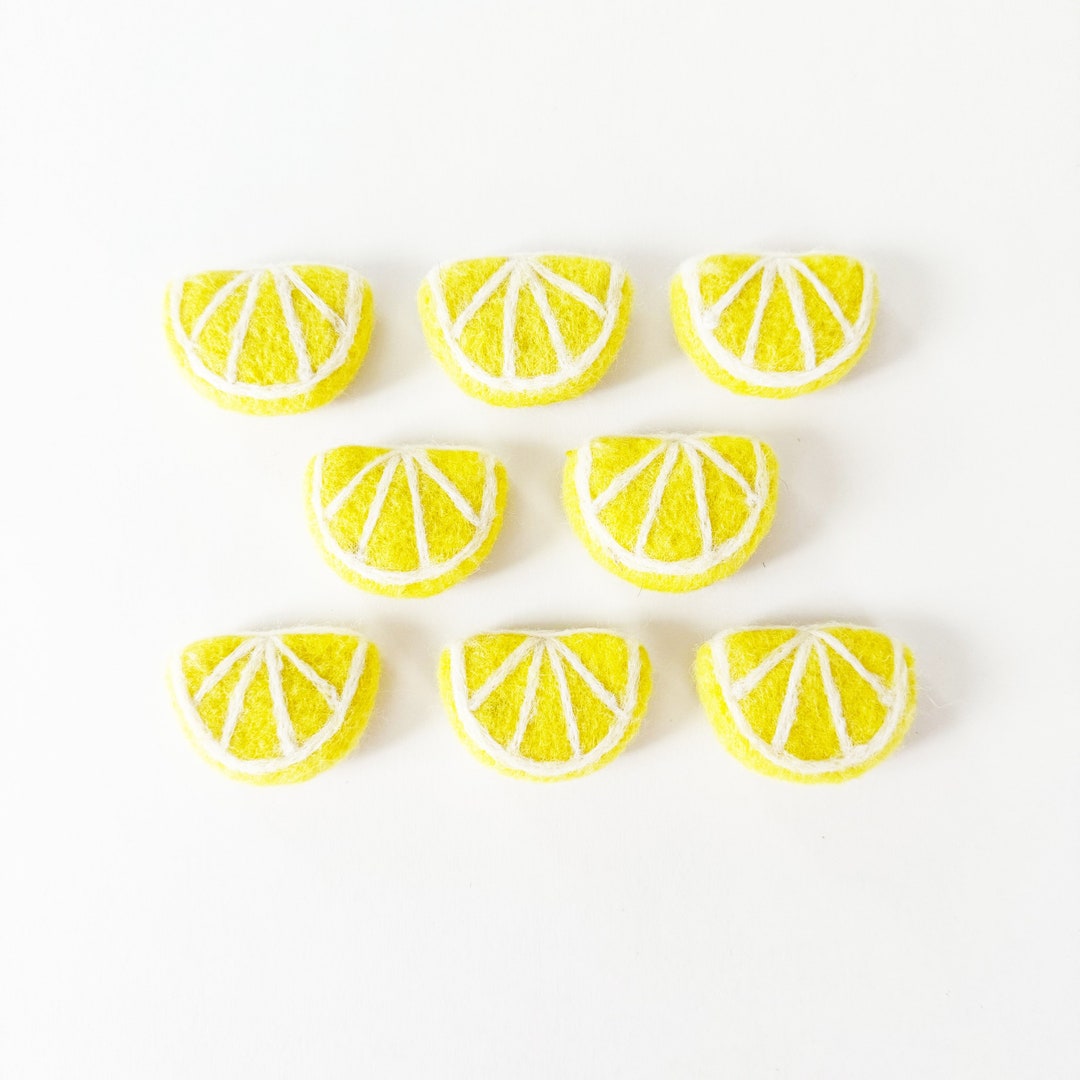 Felt Lemon Pieces | Needle Felted Lemon Slices | Lemon Felt Garland DIY ...