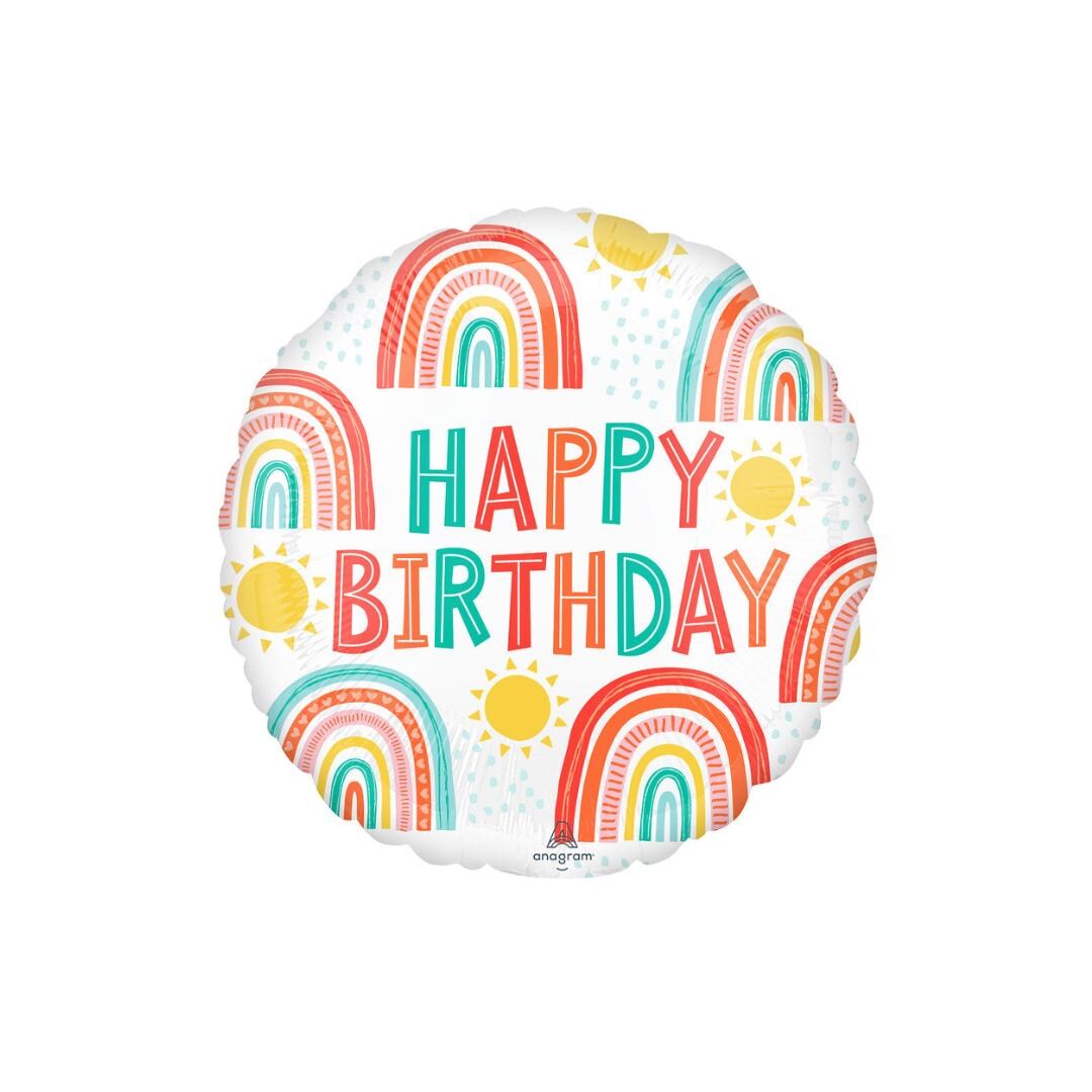 Retro Rainbow Happy Birthday Balloon | Colorful Rainbow Happy Birthday ...