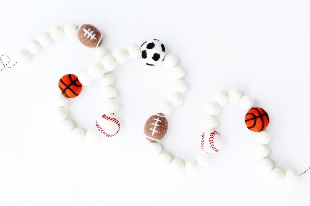 Sports Balls Felt Garland | Soccer Garland | Basketball Garland ...